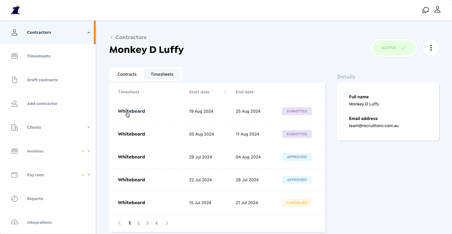 Adding an approver to a timesheet | Recruithero